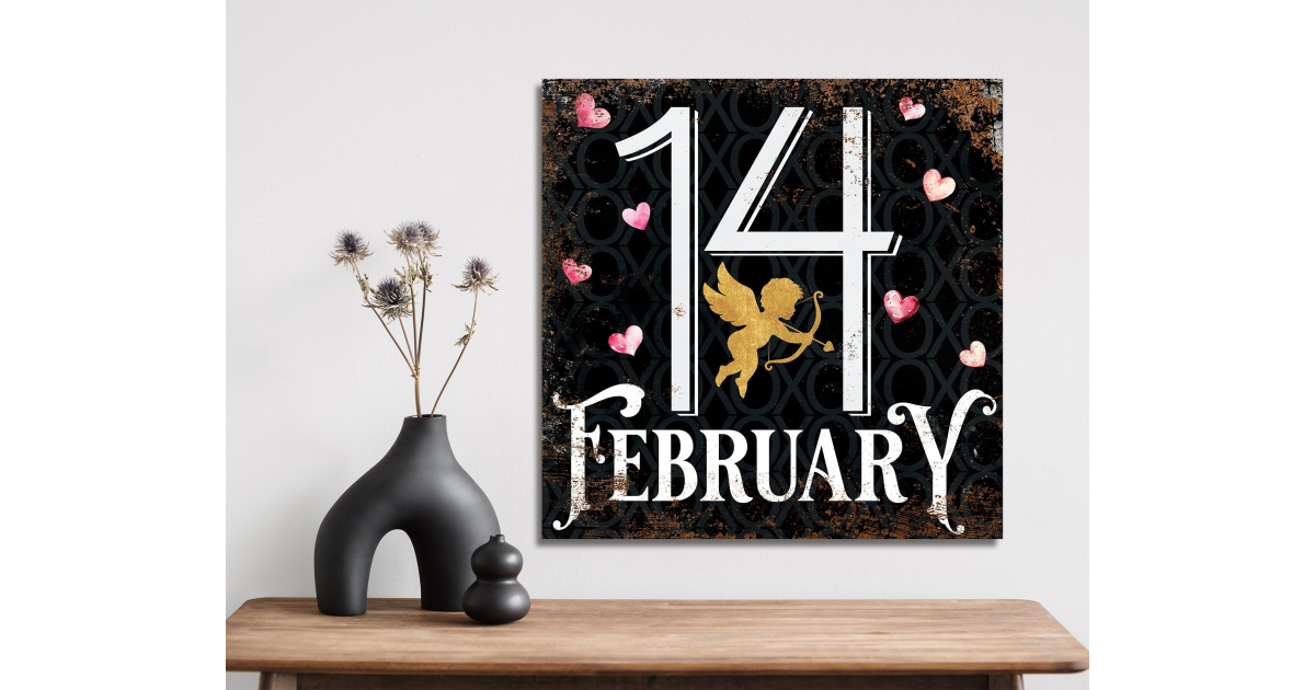 Made In USA | 12in February 14 Rustic Valentine Sign, Vintage Valentine ...