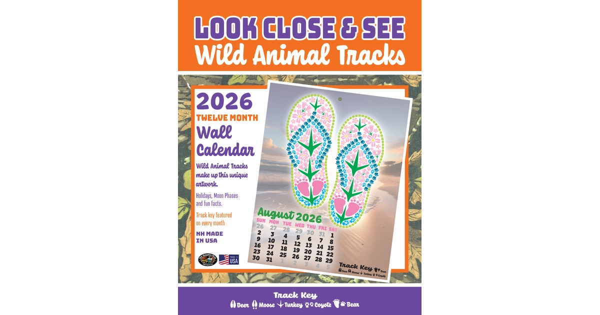 Made In USA | 2026 Wild Animal Track Calendar