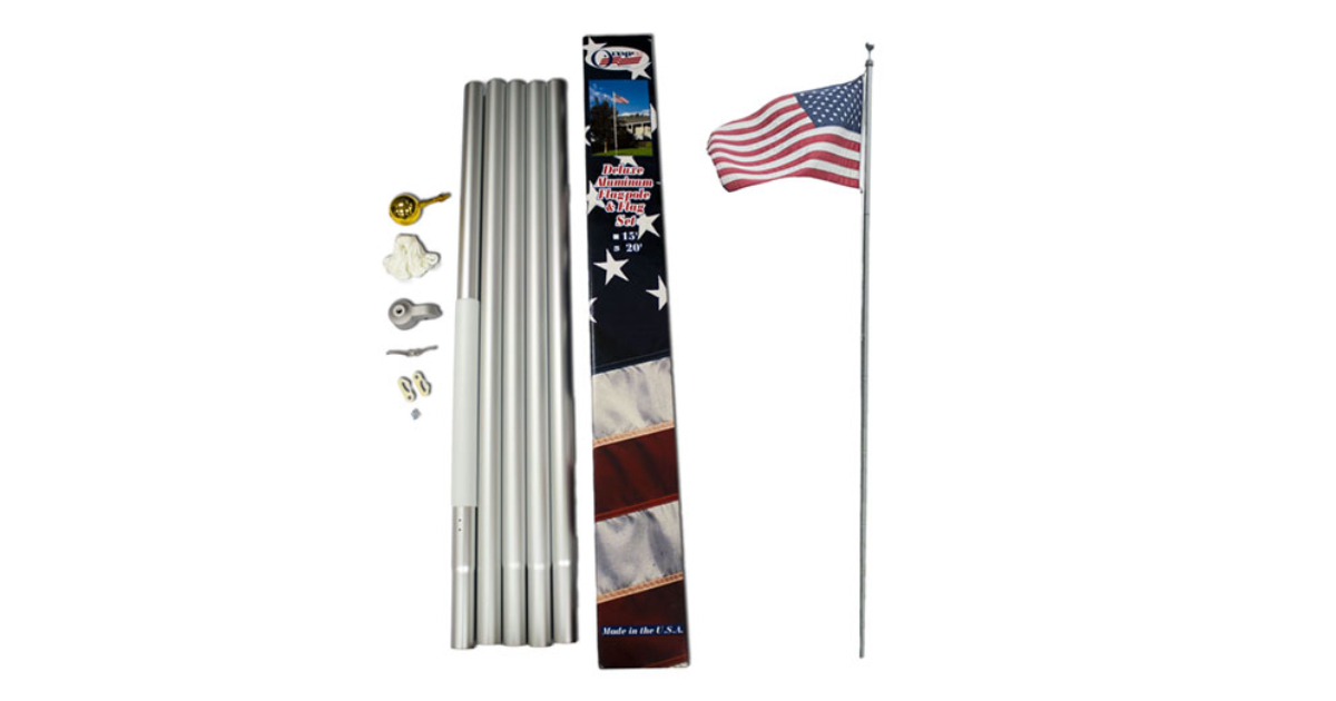Made In USA | 20' Residential In Ground Flagpole Set
