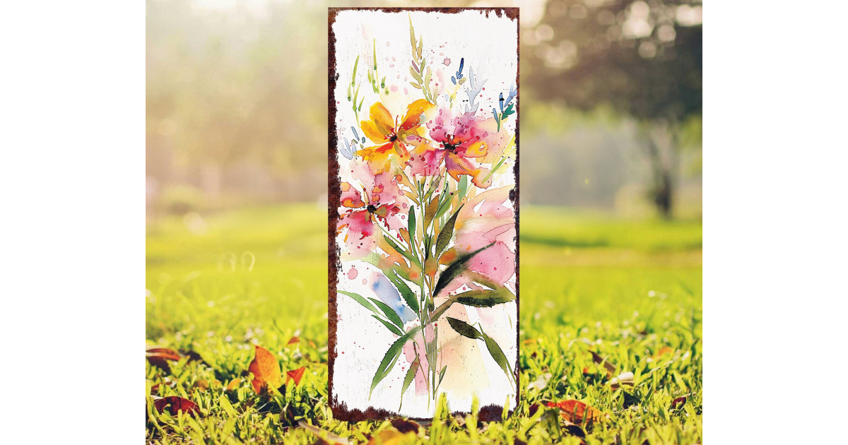 Made In USA | 26in Spring Garden Stake | Watercolor Fireweed Floral ...