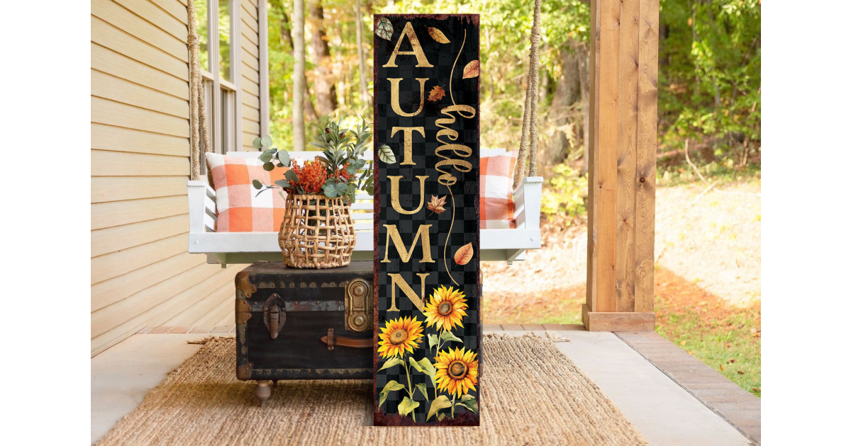 Made In USA | 36in Hello Autumn Porch Sign - Front Porch Fall Welcome ...