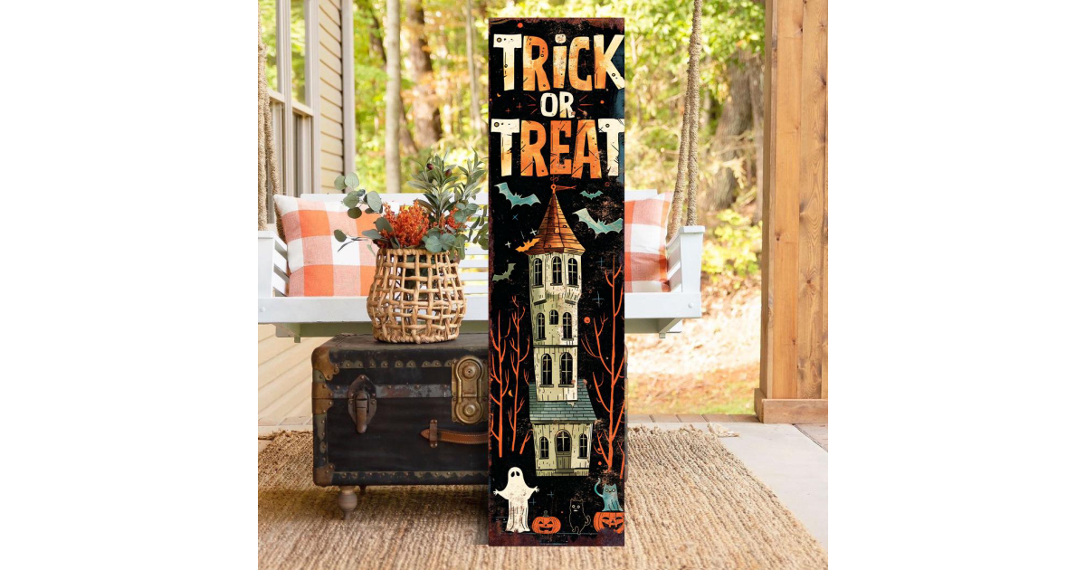 Made In USA | 36in Trick or Treat Porch Sign - Front Porch Halloween ...