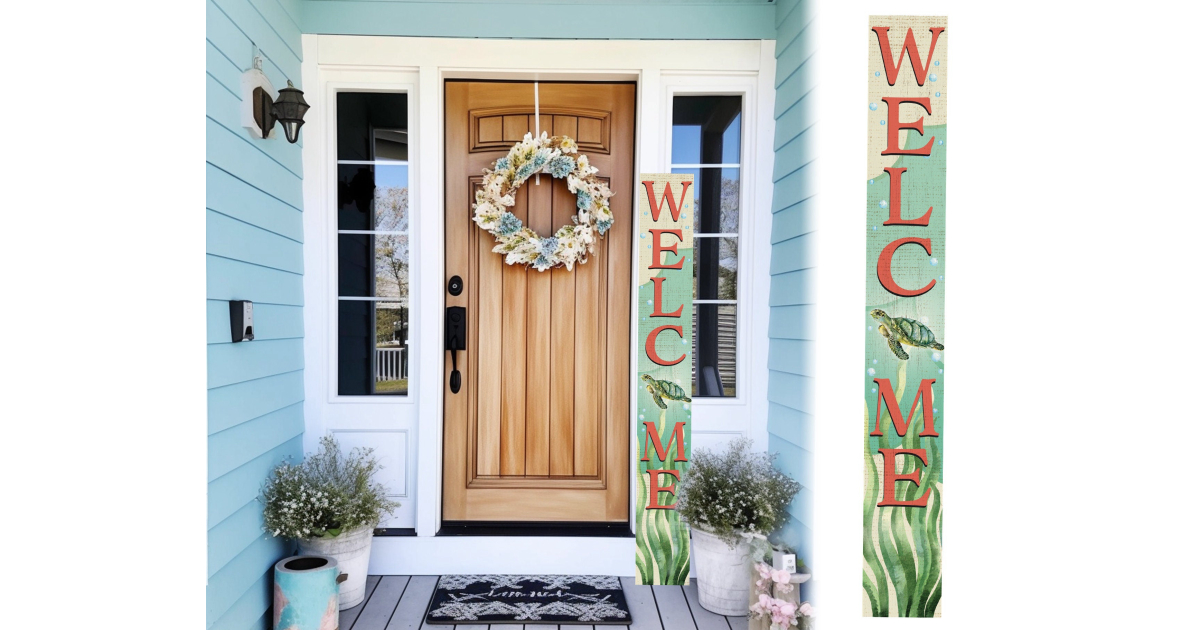 Made In USA | 72in Outdoor Welcome Sign with Turtle Design | Front Door ...