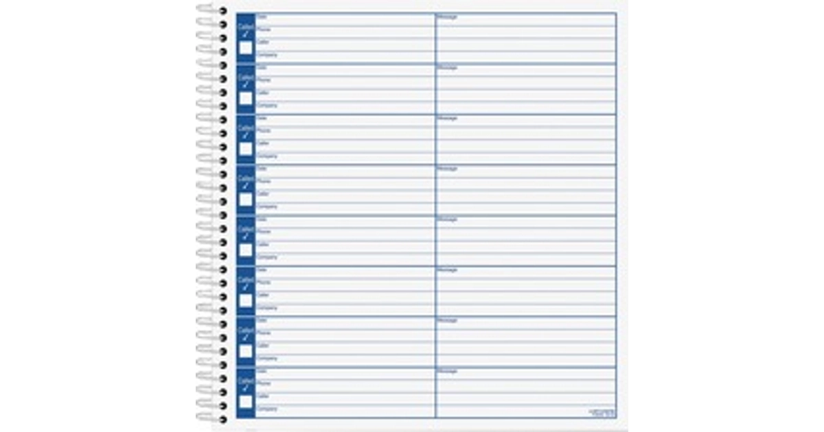 Made In USA | Adams Voice Mail Log Book - 60 Sheets - Spiral Bound - 7. ...