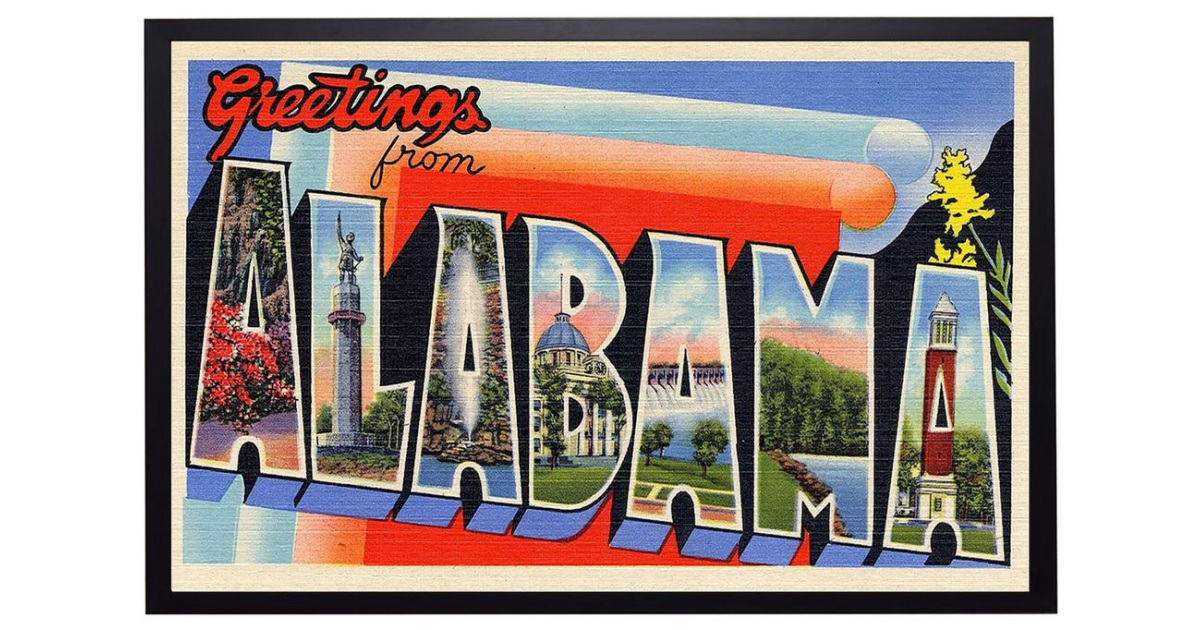 Made In USA | Alabama State Postcard