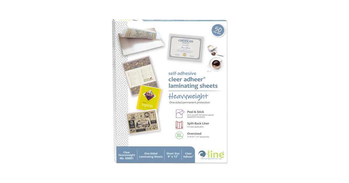 Made In USA | Heavyweight Cleer Adheer Laminating Sheets, 9" x 12", 50/BX