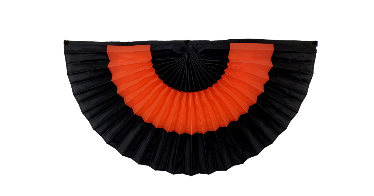 Made In USA | Halloween Pleated Fan-Black/Orange/Black