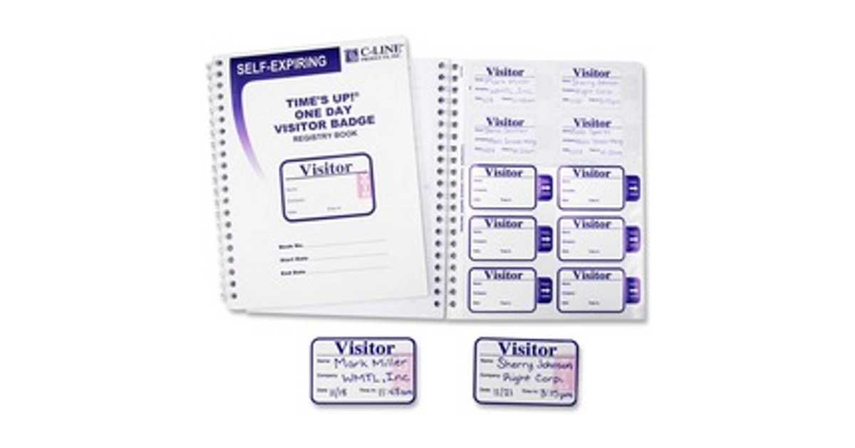 Made In USA | C-Line Time's Up! Visitor Badges Log Book - Carbonless ...