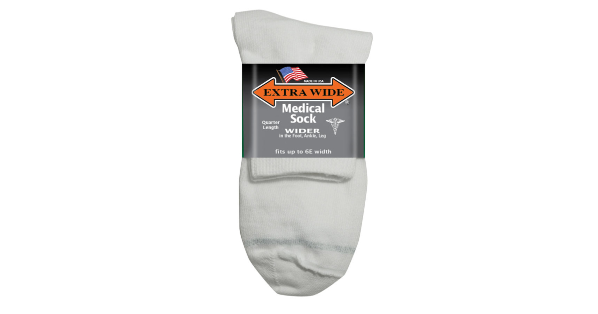 Made In USA | Extra Wide Medical Quarter Socks