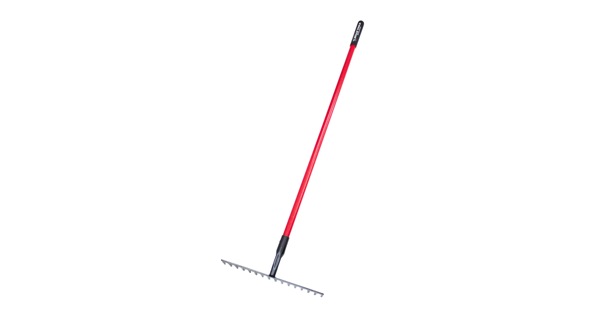 Made In USA | Bully Tools 18" Stone Rake with Long Fiberglass Handle