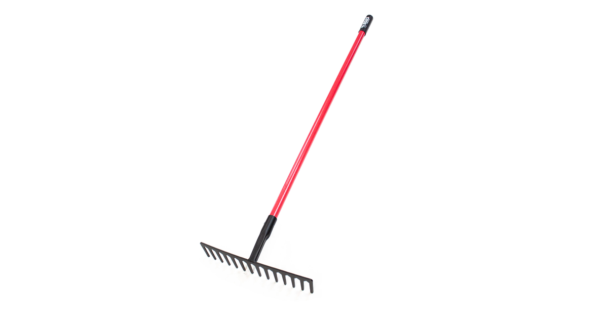 Made In USA | Bully Tools 14-Tine Level Head Rake with Fiberglass Handle