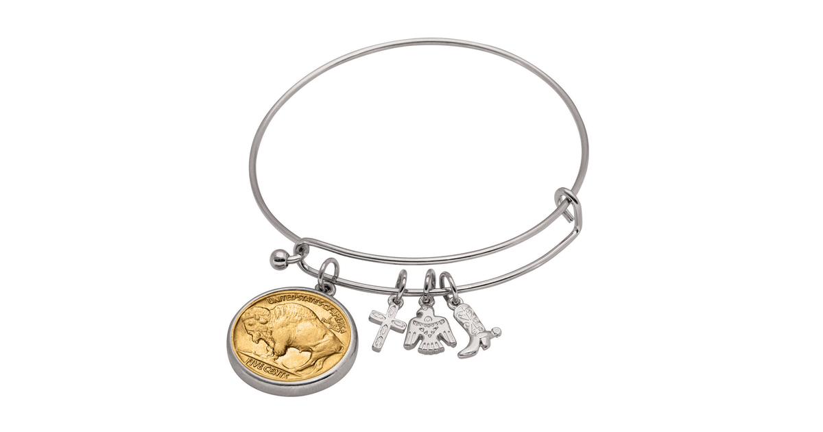 Made In USA | Western Charm Silver Tone Gold Layered Buffalo Nickel ...