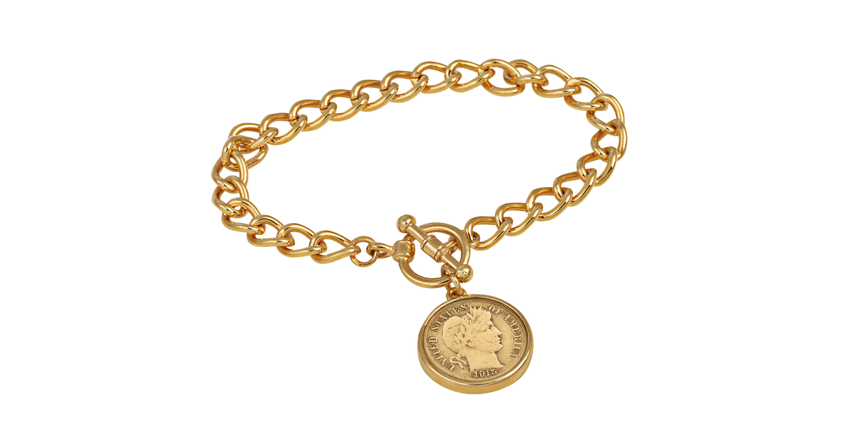 Made In USA | 24KT Gold Plated Silver Barber Dime Goldtone Coin Toggle ...