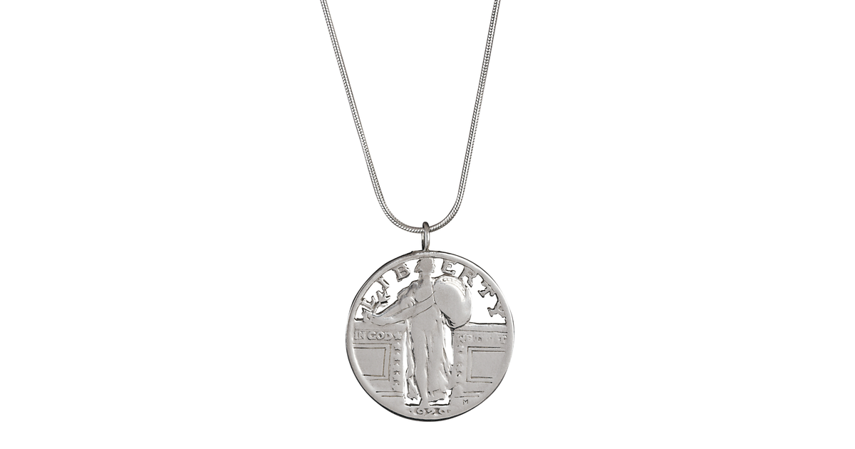 Made In USA | Silver Standing Liberty Quarter Hand Cut Coin Sterling ...