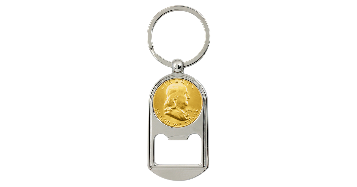 Made In USA | Gold-Layered Silver Franklin Half Dollar Coin Key Chain ...