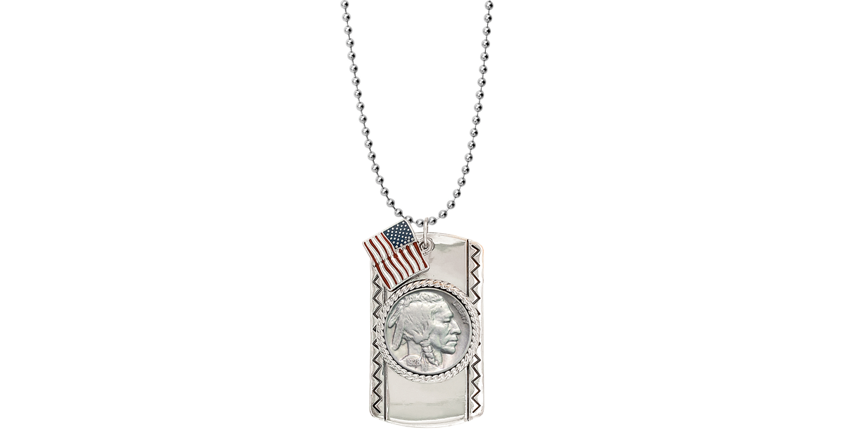 Made In USA | Buffalo Nickel Dog Tag Pendant Coin Necklace