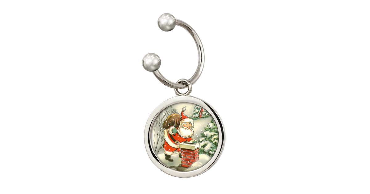 Made In USA | Holiday Santa Colorized JFK Half Dollar Silvertone Keychain