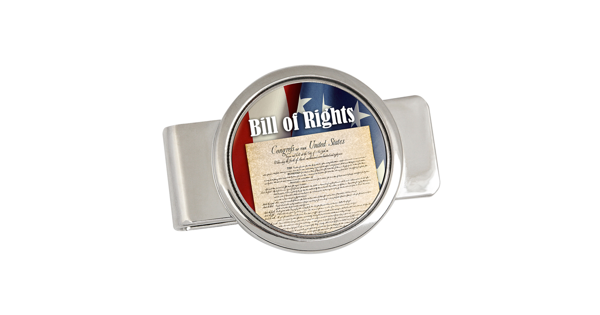 Made In USA | Bill of Rights Colorized Half Dollar Silvertone Money Clip