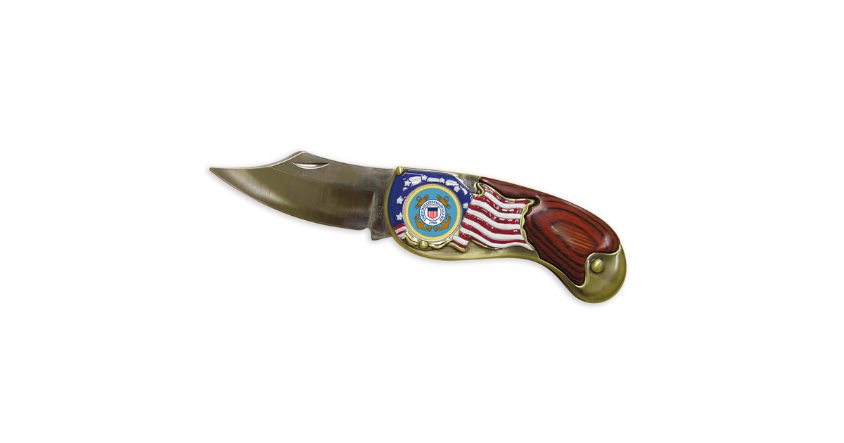 Made In USA | Armed Forces Colorized Quarter Pocket Knife - Coast Guard