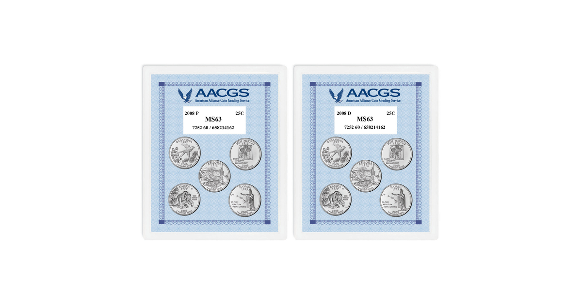 Made In USA | 2008P & 2008D Statehood Quarters Graded MS63 Brilliant ...