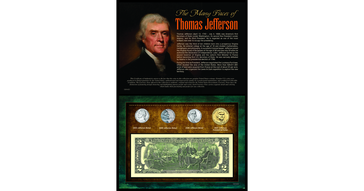 Made In USA | Many Faces of Thomas Jefferson Coin & Currency