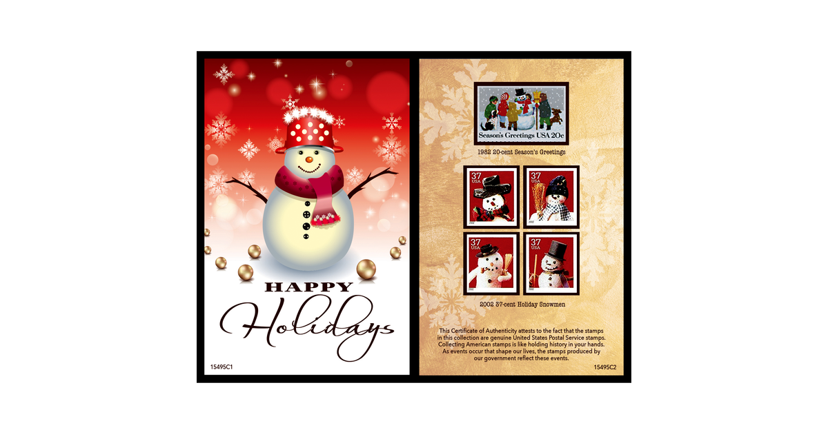 Made In USA | Snowman United States Postage Stamp Card