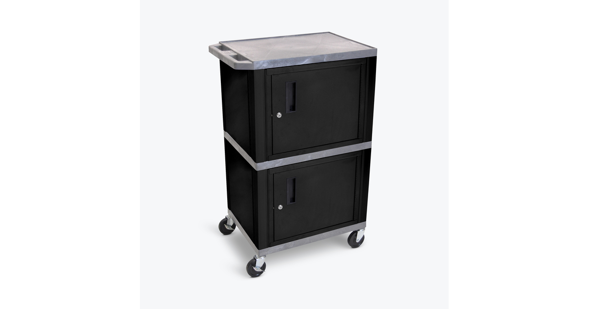 Made In USA | 42"H Tuffy AV Cart - Double Cabinet-Gray