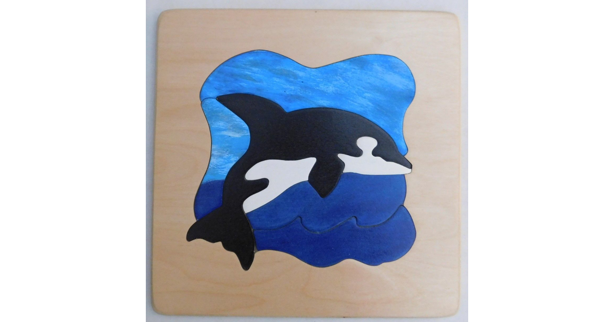 Made In USA | Wooden Picture Puzzle of an Orca at Play