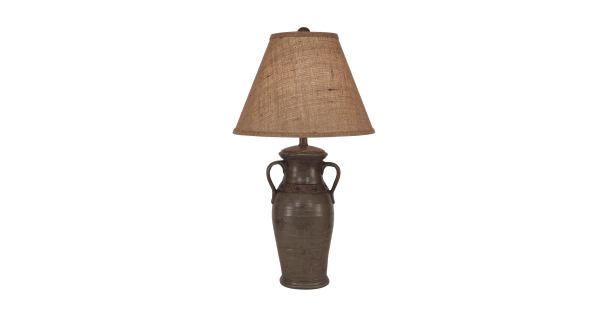 Made In USA | Tarnished Pale Grey 2 Handle w/ Collar Table Lamp