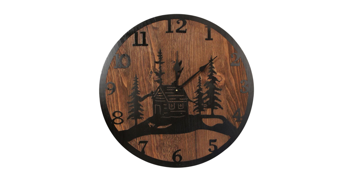 Made In USA | 24" ROUND WALL CLOCK WITH ETCHED SCENE