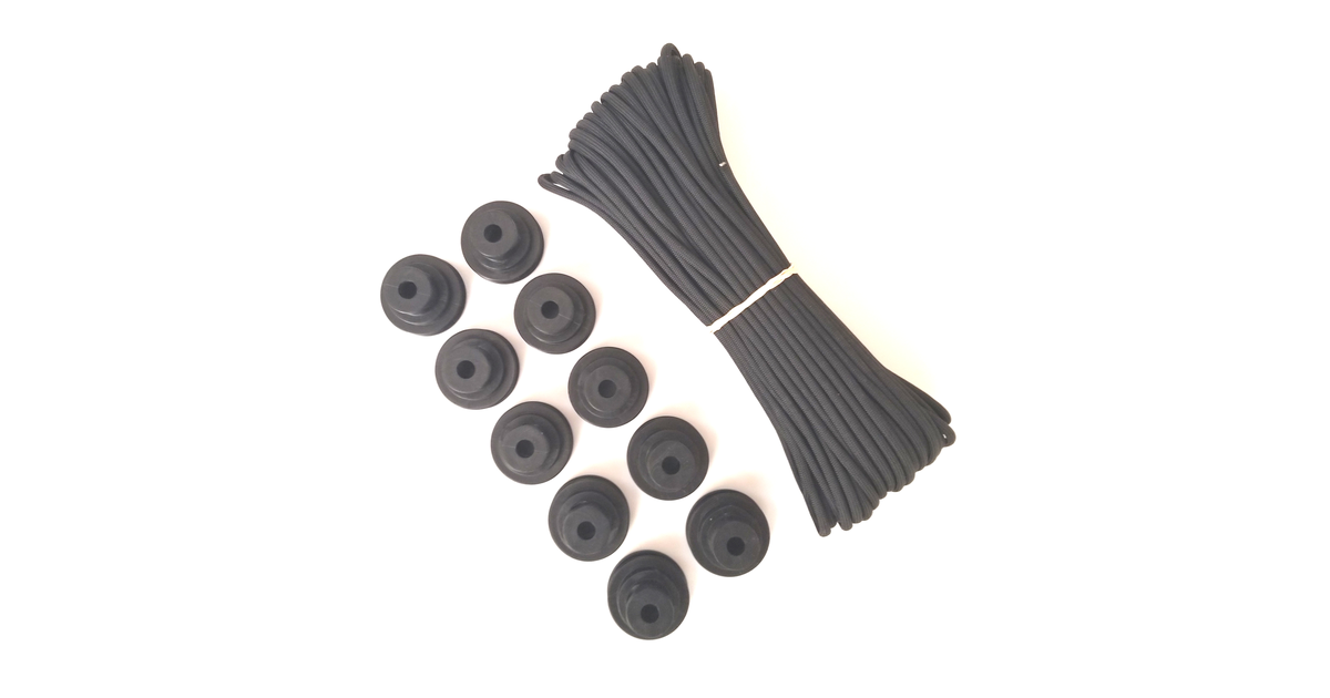 Made In USA | Tarp Buddy 10 Pack with 100 feet of Black Para (550) Cord
