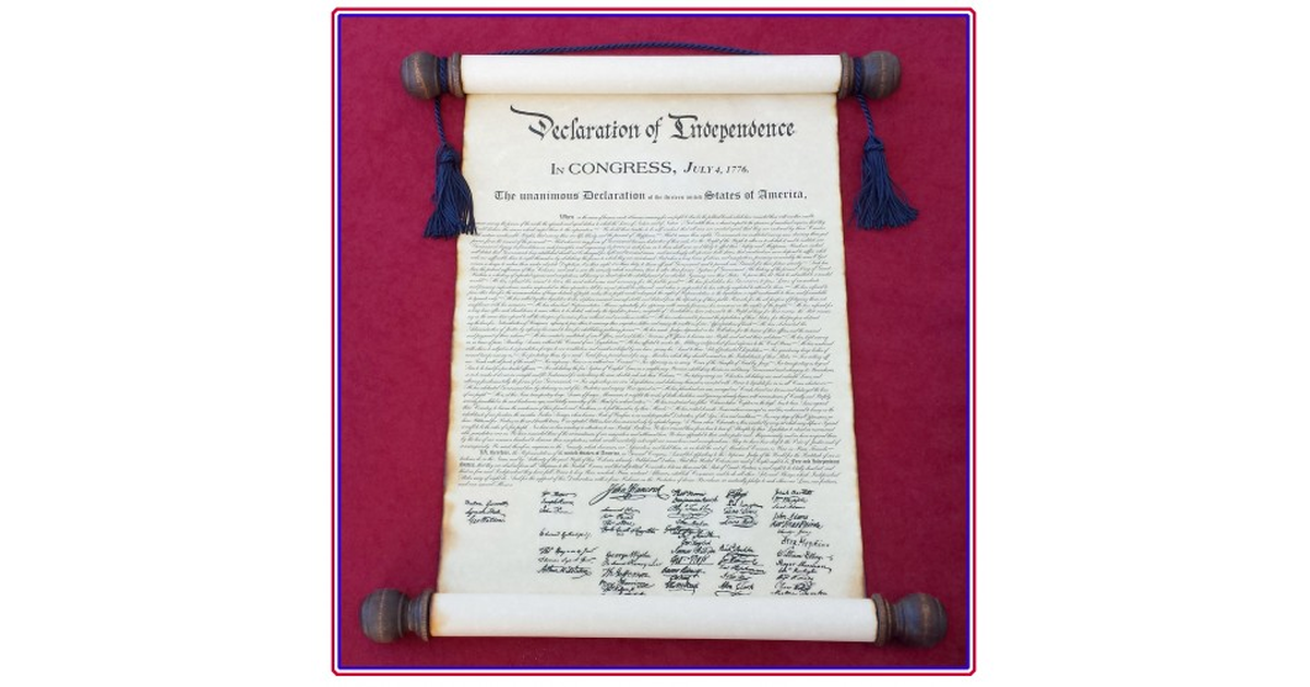Made In USA | Declaration of Independence Scroll Plaque with Black Tassel