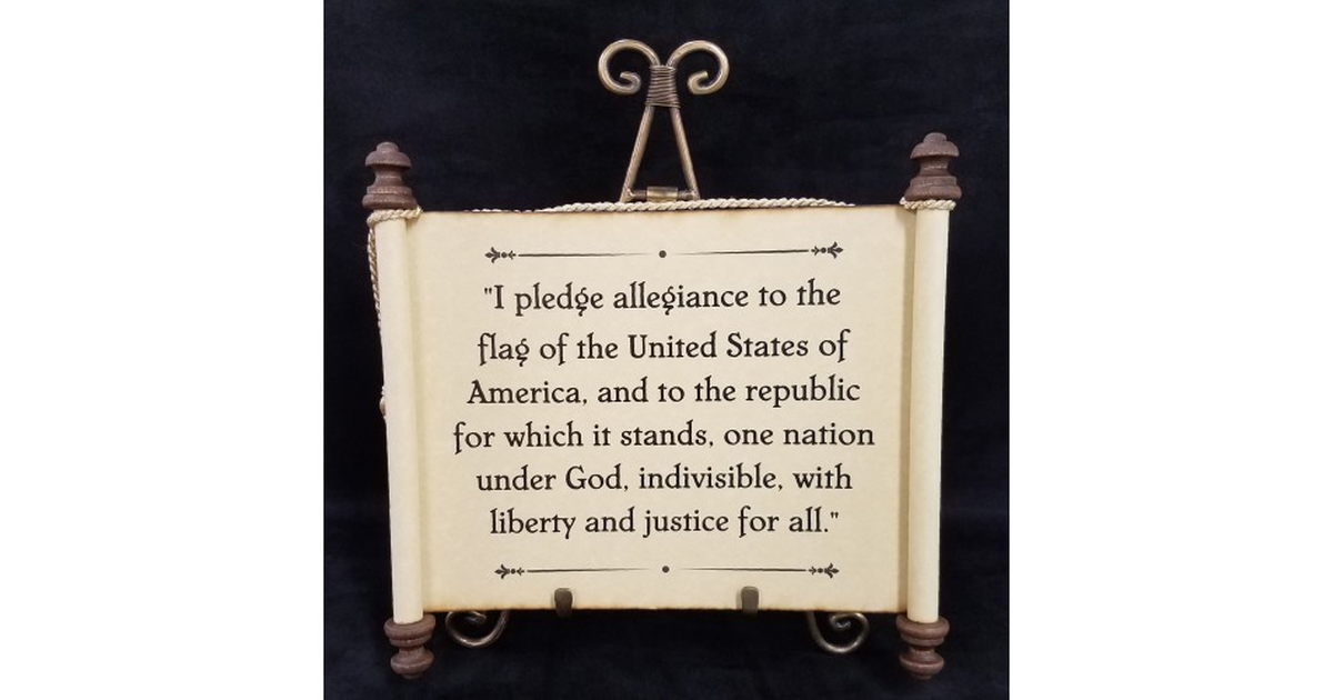 Made In USA | Pledge of Allegiance Scroll Plaque with Black Tassel