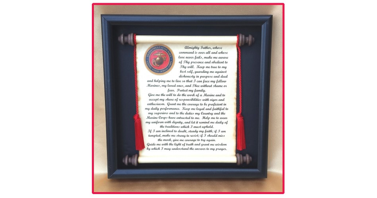 Made In USA | Marine Prayer Rolled Scroll with Red Tassel