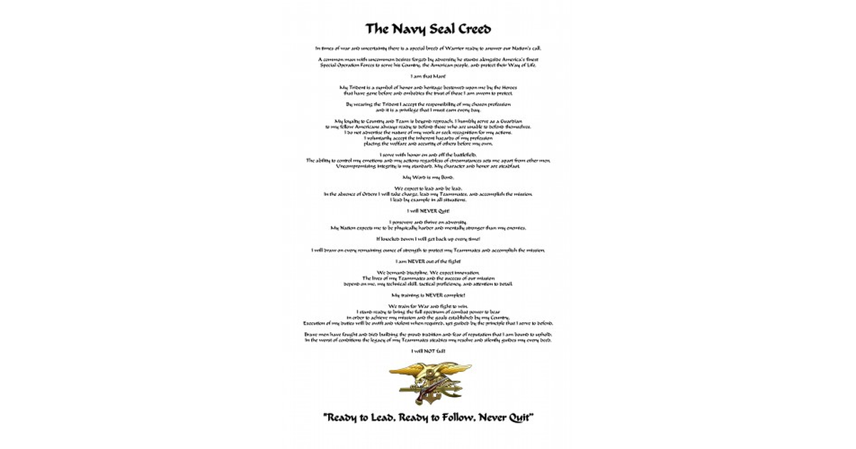Made In USA | Navy Seals Creed Rolled Scroll with Navy Blue Tassel