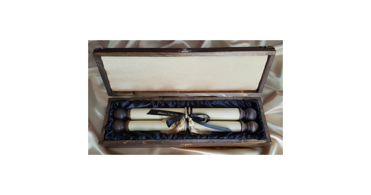 Made In USA | Navy Rolled Scroll Deluxe Storage Box (Navy Blue Lining)