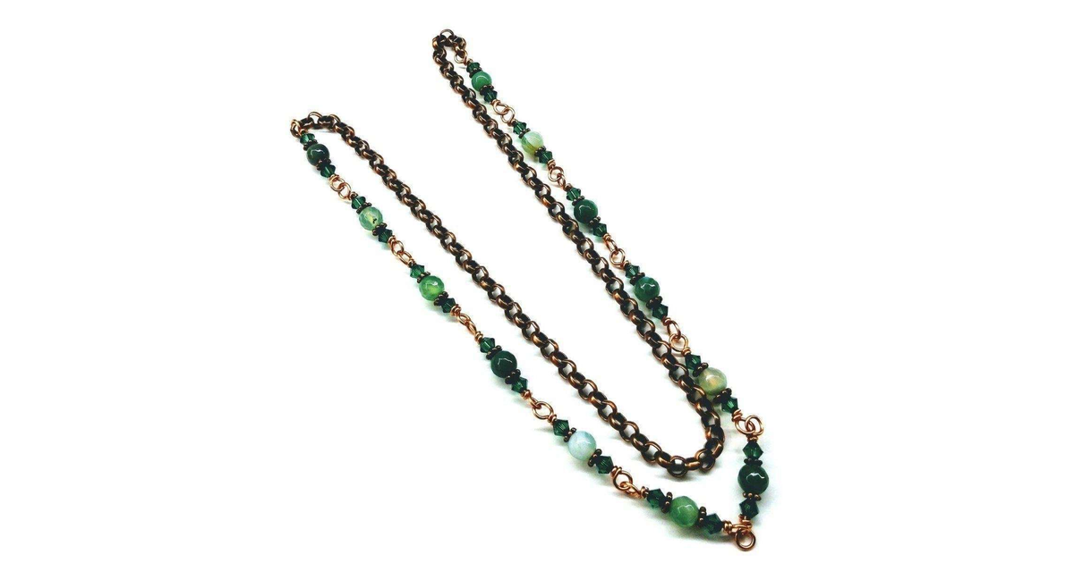 Made In USA | 24 Inches Emerald Agate Striped Gemstone Wire Wrapped ...