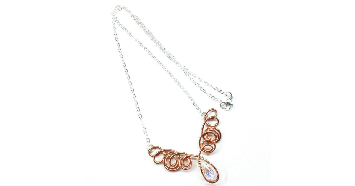 Made In USA | Copper Swirl Wire Sculpted Angels Necklace