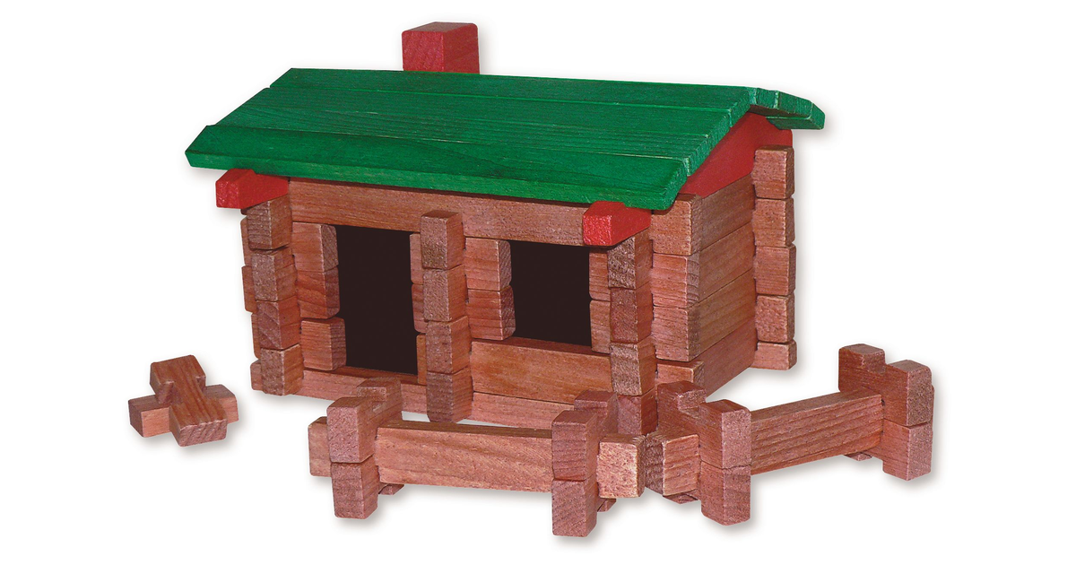 Made In USA | Roy Toy Original Log Cabin, 37pcs