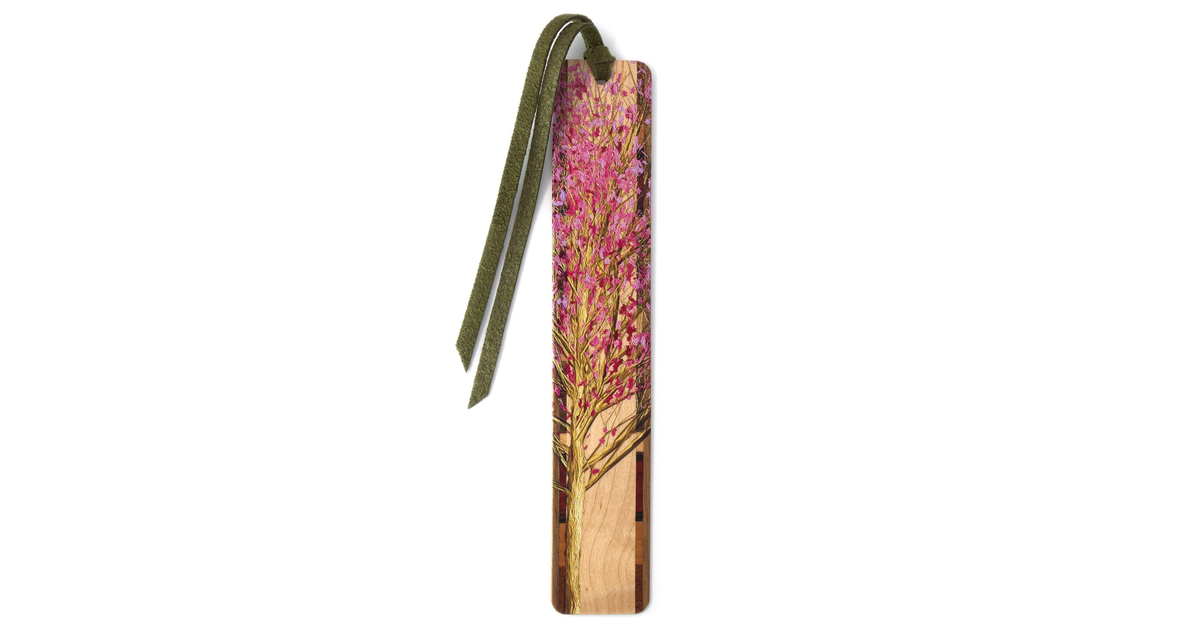 Made In USA | Cherry Tree Handmade Wooden Bookmark with Green Suede ...