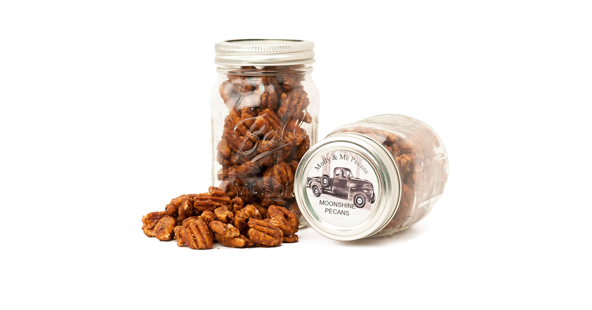Made In USA | Moonshine Pecans - 8oz. Mason Jar