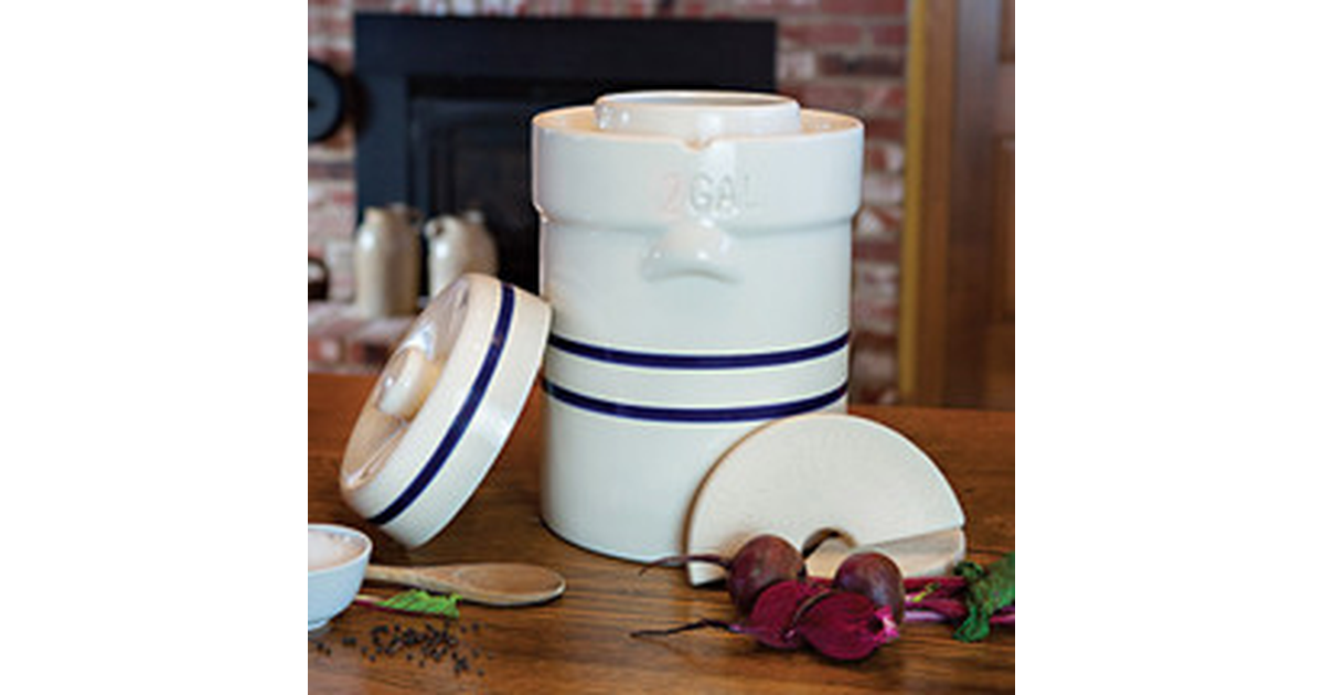 Made In USA | Water Seal Fermentation Crock ~ 2 Gallon Starter Kit [Boxed]