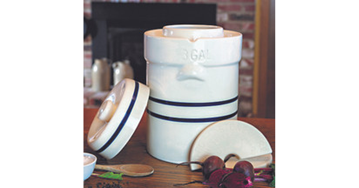 Made In USA | Water Seal Fermentation Crock ~ 3 Gallon Starter Kit [Boxed]