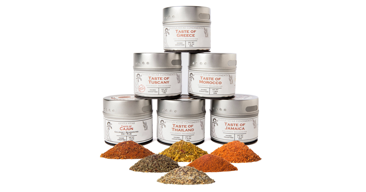 Made In USA | Cuisines of the World Gourmet Seasonings Collection - 6 Tins