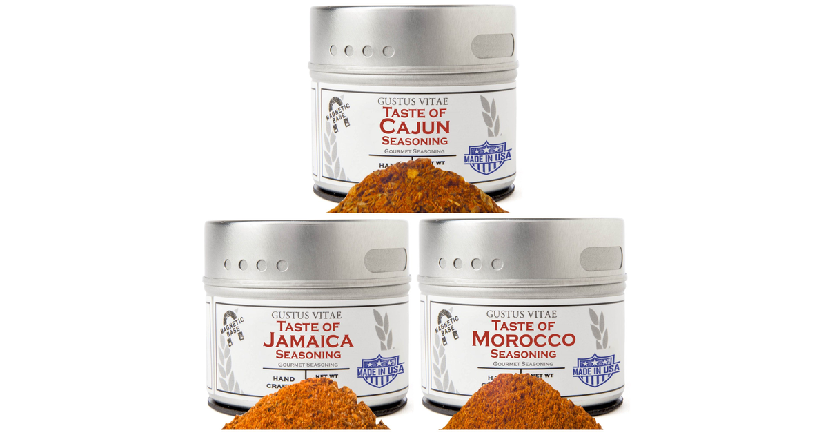 Made In USA | Fiery Flavors Gourmet Seasoning and Rub Collection - 3 Tins