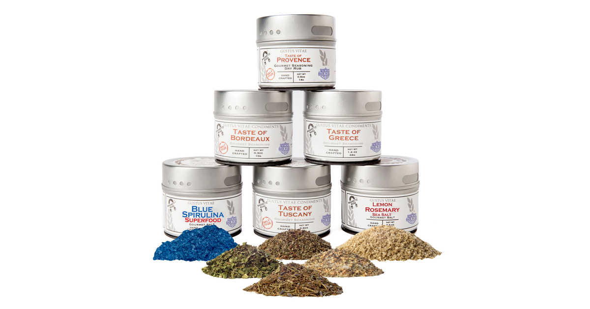 Made In USA | Luxury Gourmet Seasoning and Sea Salt Collection - 6 Tins