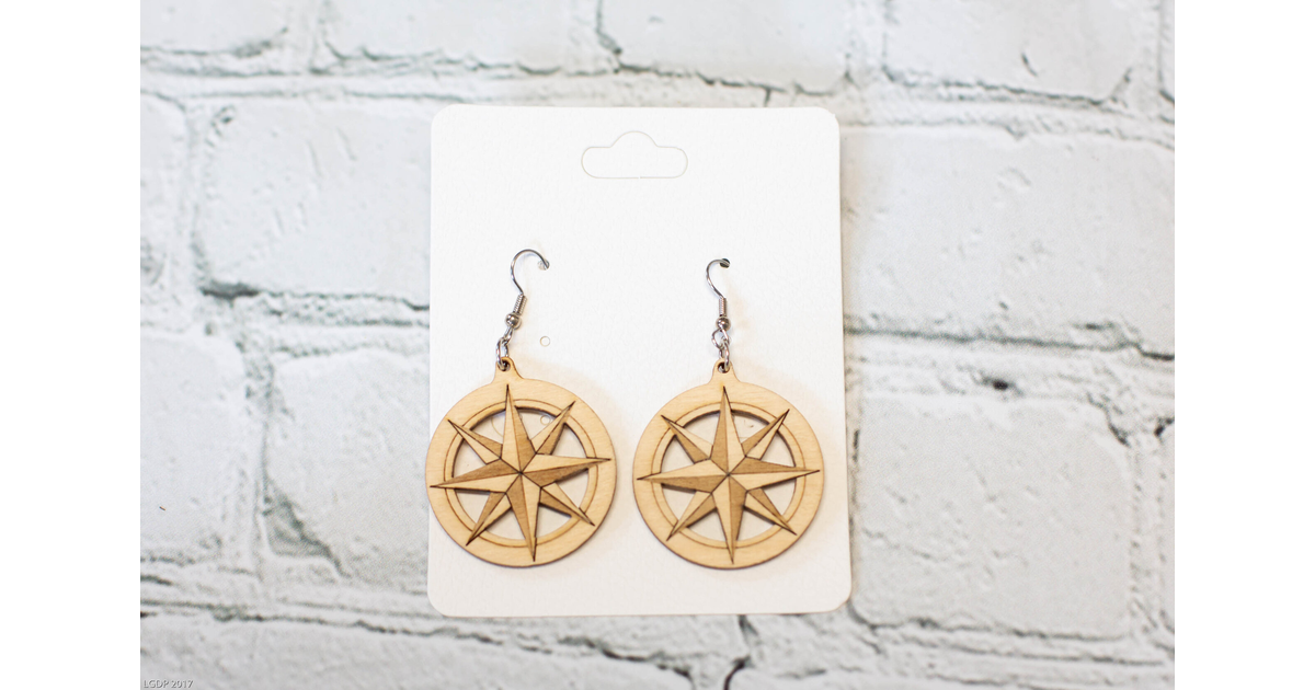 Made In USA | Wood Earrings - Mariner's Compass Hoop