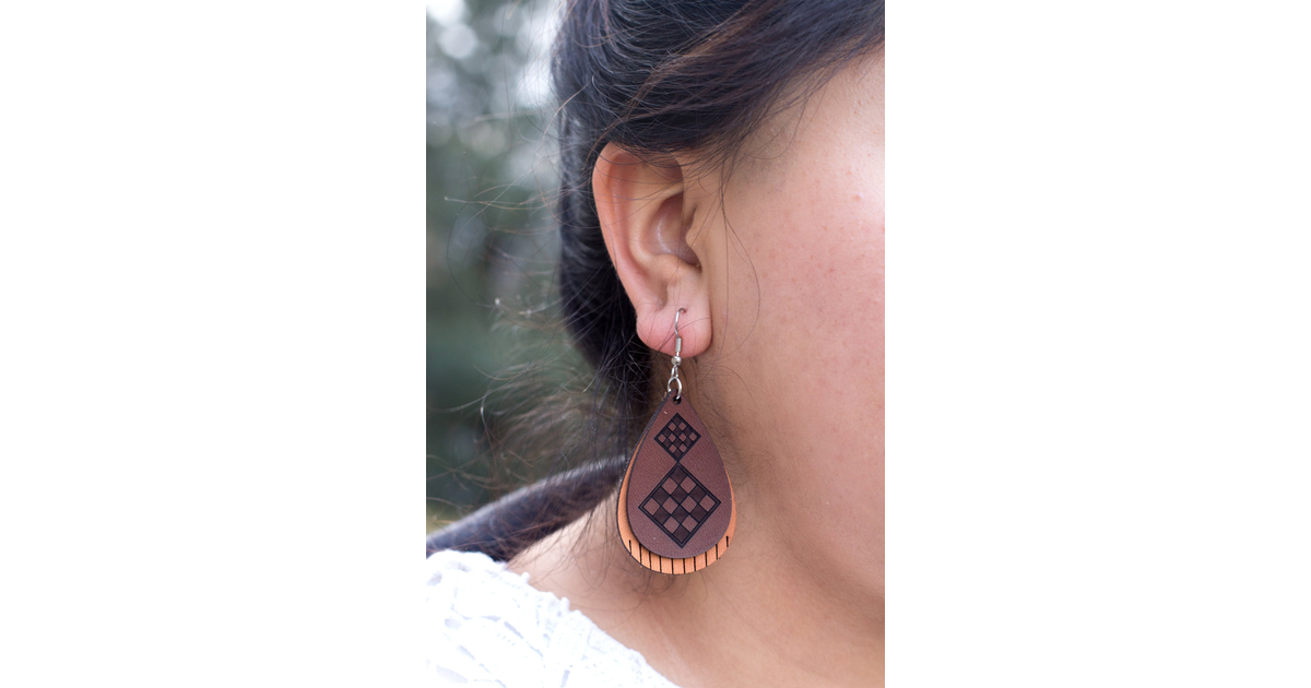 Made In USA | Leather Earrings - Four Patch Teardrop
