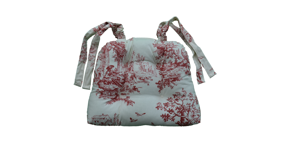 Made In USA | Bouvier Red - Toile Chair Pad - Pack of 4