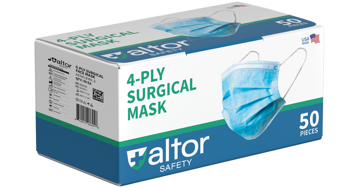 Made In USA | 4Ply ASTM Level 3 Surgical Mask with No Nose Wire